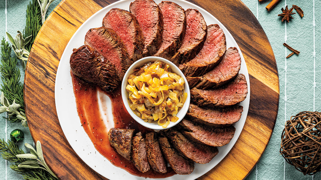 Beef Tenderloin with Garlic-Parmesan Caramelized Onions - Recipe from ...