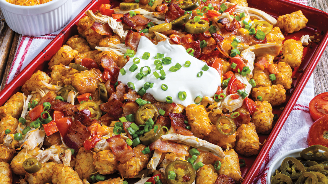Grilled Shredded Chicken Tot-Chos - Recipe from Price Chopper
